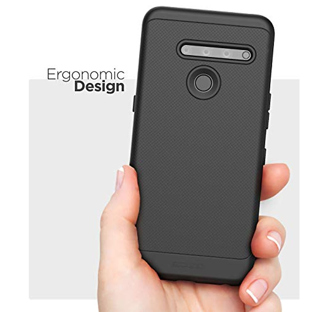 Encased LG V50 ThinQ Case (Thin Armor) Slim Fit Flexible Grip Phone Cover - Black