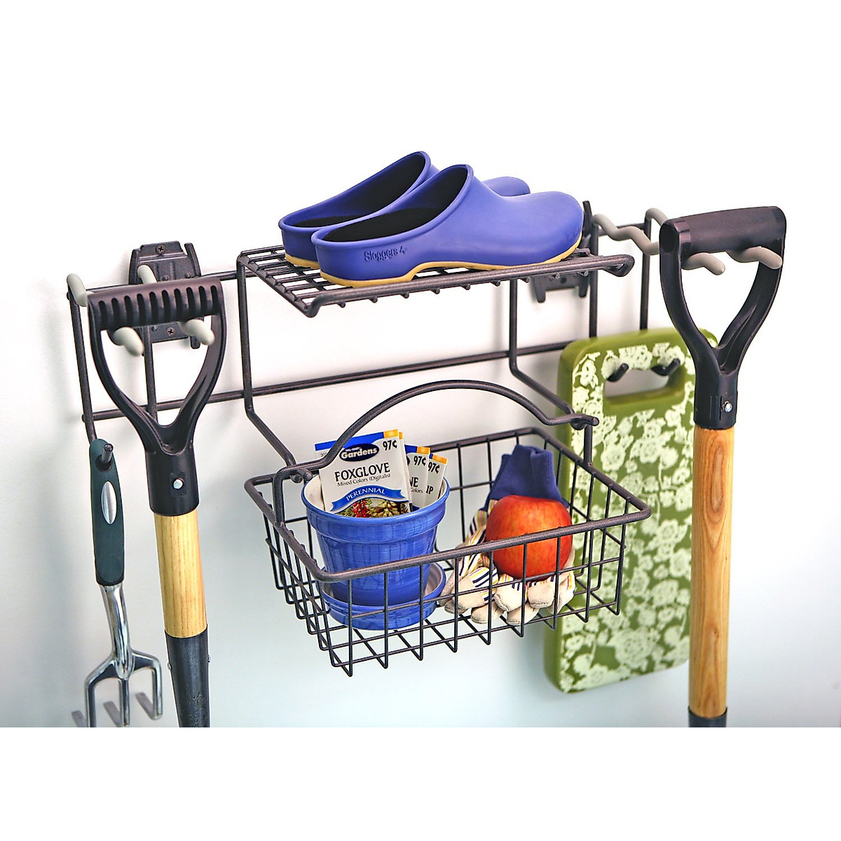 Organized Living 7115520050 Activity Organizer Garden Rack with Basket,Granite Gray