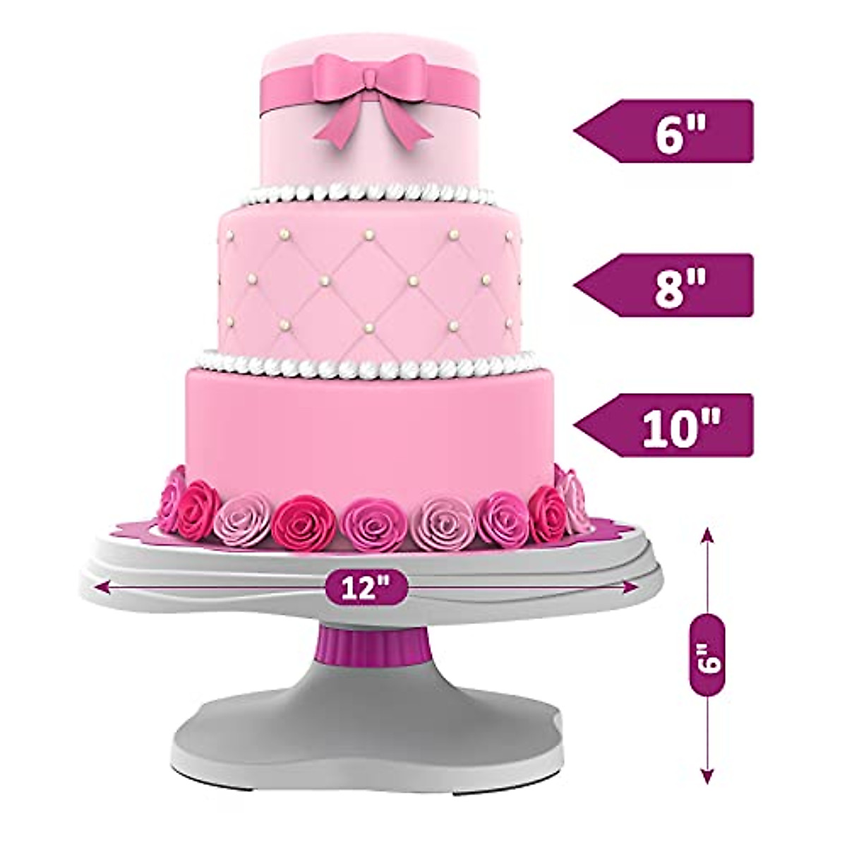 VORCAY 100 Pcs Cake Decorating Kits Supplies - Newest Cake Turntable with Roller Smoothly and Even In Rotation Helps Decorate Cake Easily And Beautiful for Birthday Wedding