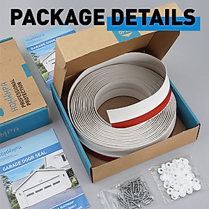 HOMWMPA Garage Door Seal Top and Sides, 34.4FT Garage Door Weather Stripping, Universal Soft and Hard Composite Rubber Weatherproofing Seal Strip with Adhesive Backing, White