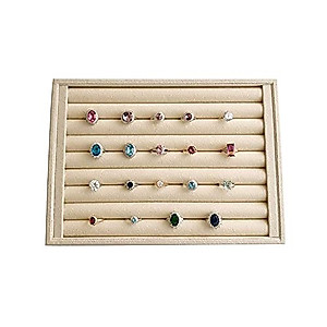 Svea Display Premium Quality Multifunctional Beige Velvet Jewelry Organizer Storage Stackable Trays Home Store Closet Drawer Dividers Ring Tray
