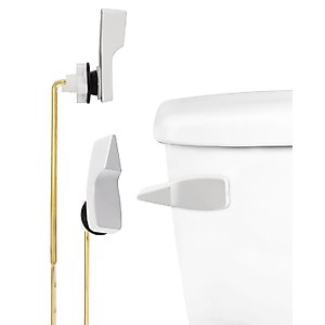 Hibbent Toilet Handle Replacement, Front Mount Tank Flush Lever Handle Compatible with American Standard, Toilet Trip Lever with Stainless Steel Flapper Chains, White