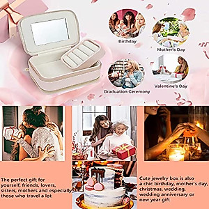 ASLIDECOR Travel Jewelry Case with Mirror,Double Zipper Bulk Travel Jewelry Box, 2 Layer Jewelry Travel Casex for Necklaces,Rings,Bracelets(BLUE)