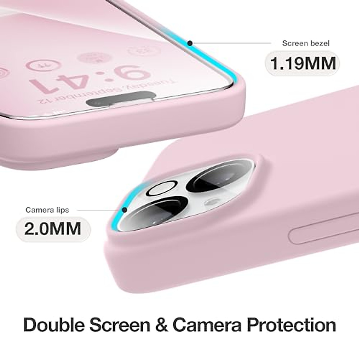 GONEZ Magnetic for iPhone 15 Case [Compatible with Magsafe] [1 Screen Protector + 1 Camera Protector], Anti-Scratch Microfiber Lining Shockproof Protective Silicone Phone Cover 6.1", Pastel Pink