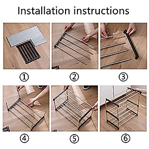 Diligencer 3-Tier Stackable Small Shoe Rack, Adjustable Shoe Shelf Storage Organizer (White)