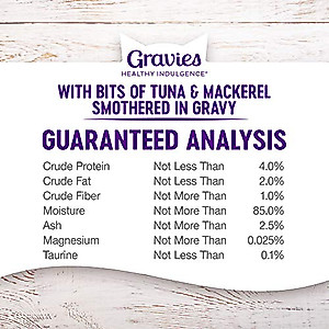 Wellness Healthy Indulgence Gravies Grain-Free Wet Cat Food, Made with Natural Ingredients and Quality Proteins, Complete and Balanced Meal, 3 oz Pouches (Tuna & Mackeral in Gravy, 24 Pack)
