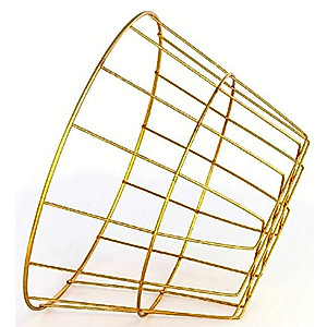 Gold Iron Wire Baskets and Trays, Round and Rectangular, 4-ct Sets (Round)