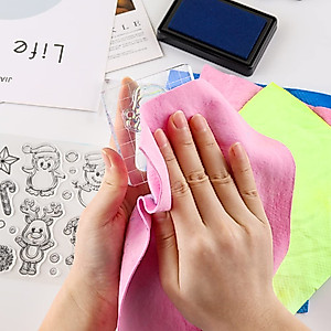 3 Pack Stamp Shammy Cleaning Suede Cloth Natural Stamp Cleaner for Cleaning Stamps Glass Mat Super Absorbent Towel Stamp Cleaning Cloth for Your Stamps and Craft Supplies 8" x 6"