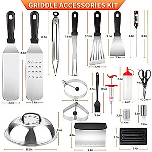 ahbreton Griddle Accessories Kit, 147pcs Outdoor Barbecue Tools, for Blackstone Griddle Utensils and Camp Chef Stainless Cooking Accessories Tools Kit, Set with Spatula, BBQ Tongs, Egg Ring