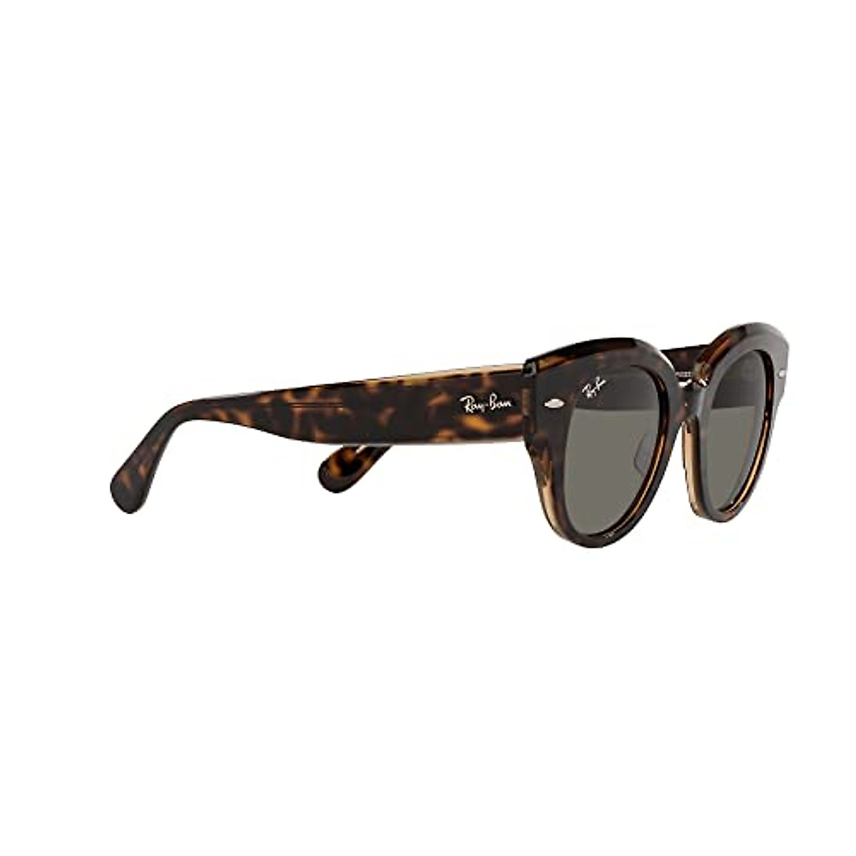 Ray-Ban Women's RB2192 Roundabout Round Sunglasses, Havana On Transparent Brown/Dark Grey, 47 mm