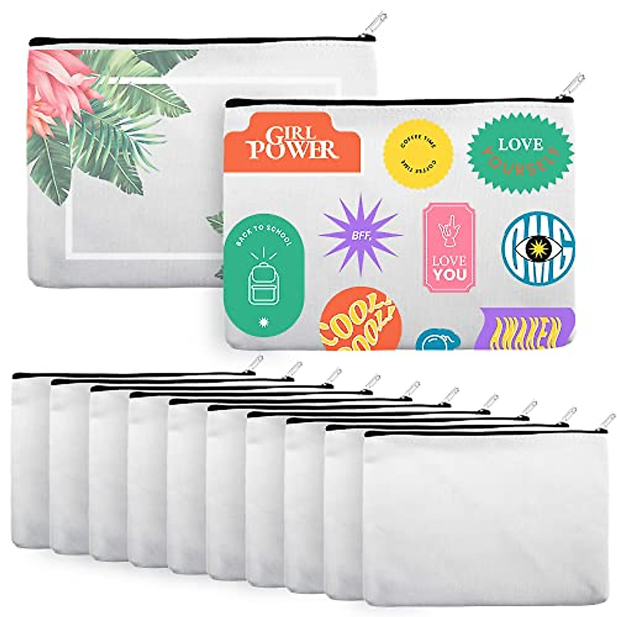 Muka 12 Pack Plain DIY Canvas Bag White Pouch for Painting 6-3/4 x 4-3/4 Inches Cosmetic Bag