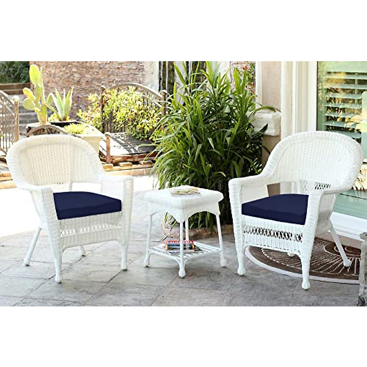 downluxe Outdoor Chair Cushions, Waterproof Round Corner Memory Foam Seat Cushions with Ties for Garden Patio Funiture, 17" x 16" x 2", Navy, 4 Pack