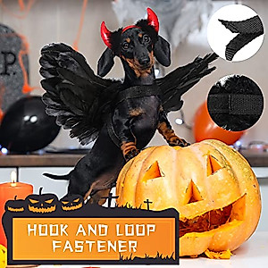 Vicenpal 2 Pcs Dog Devil Costume Halloween Pet Costume Devil Angel Black Wing Horn Headband for Middle Dog Cosplay Party Decoration Funny Gift Cute Pet Dress up Accessories