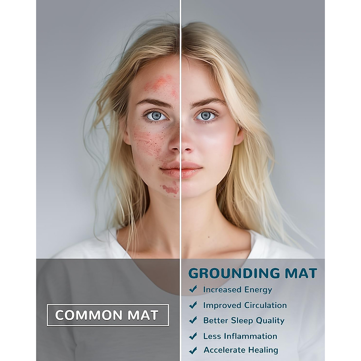 Grounding Mat for Bed,Earth Connected Mattress Pad Sheets for Improve Sleep,Breathable Grounding Pad Includes Grounding Cord (27"x60")