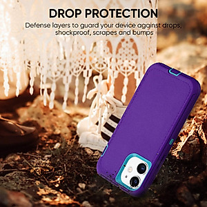 CAFEWICH Defender Case for iPhone 12 Mini, Heavy Duty 3 in 1 Shockproof Anti-Slip Drop Protective Phone Cover for iPhone 12Mini 5.4'' Display (Purple Blue)