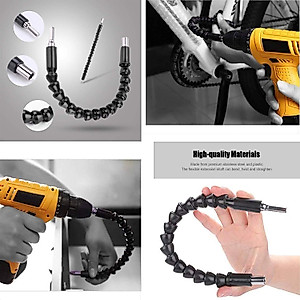 YIOYULEN Flexible Drill Bit Extension, Bendable Drill Extension11.6inch, Manual 90° Right Angle, 1/4 Flexible Extension for Drill, Adaptor Hex Flexible Screwdriver Extension Black (12PCS)