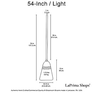 Authentic Hand Made All Broomcorn Broom (54-Inch/Light)