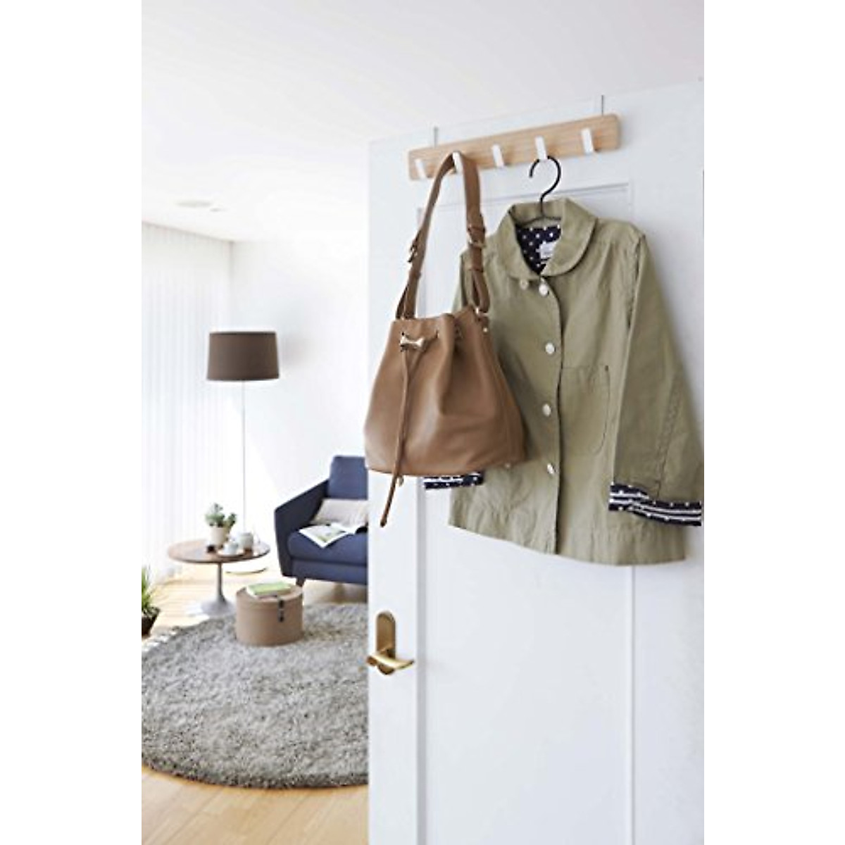 YAMAZAKI Home Ply Over The Door Hooks - Hanging Coat Rack, Beige, small