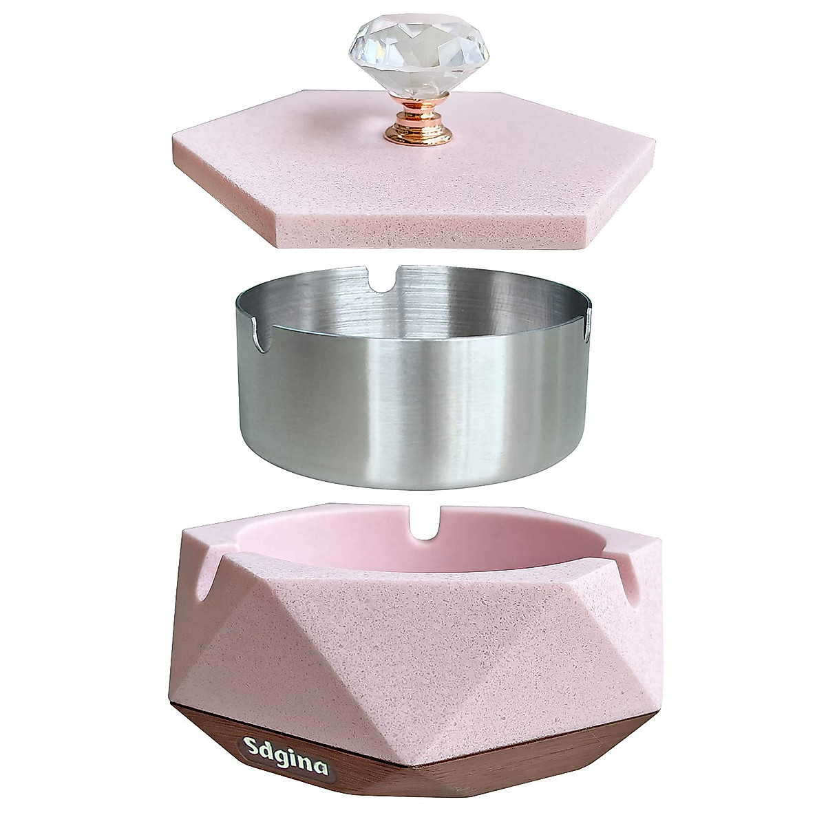 Cute Ashtray for Women, Unique Design Ashtray with Lid and Removable Liner, Easy to Clean, Perfect Pink Ash Trays Indoor, Funny Ashtray Gift for Cigarette Smokers