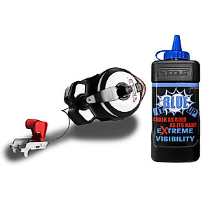CE TOOLS SnapBack Chalk Line with Releasable Tip & Blue it Up Extreme Visibility Marking Chalk