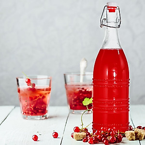 Nicunom 4 Pack Swing Top Glass Bottles 32 Oz, Clear Glass Brewing Bottle Flip Top Glass Bottle Airtight Glass Beer Bottles for Kombucha, Beverages, Wine, Juice, Oil, Vinegar, Water, Soda, Kefir