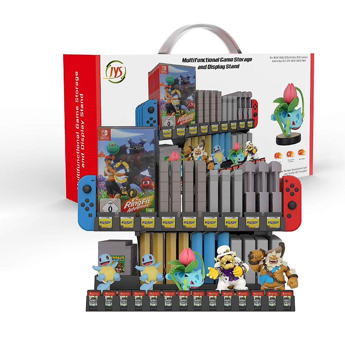 EJGAME Multifunctional Game Storage and Display Stand for NSW/NDS/3DS/Amiibo/NDS Series/Game Boy/FC/SFC/NES/SNES/N64