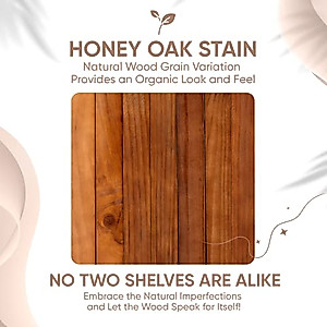 Homeforia Rustic Farmhouse Floating Shelves - Bathroom Wooden Shelves for Wall Mounted - Thick Industrial Kitchen Wood Shelf - 24 x 6.5 x 1.75 inch - Set of 2 - Honey Oak Color