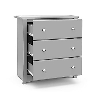 Storkcraft Crescent 3 Drawer Chest (Pebble Gray) – Baby and Kids Bedroom Organizer, Nursery Chest, Storage Dresser with Drawers, Universal Design