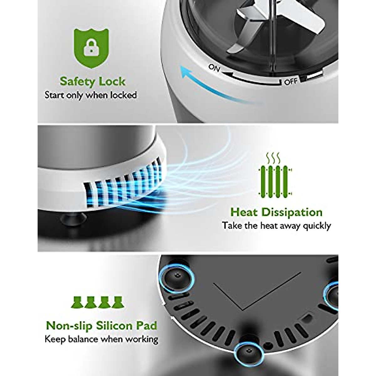 YaFex Personal Blender for Shakes and Smoothies, 700W 6-Blade Smoothie Blender for Frozen Fruit and Ice, with 1 28 Oz Travel Bottle, 1 To-Go Lid, BPA Free & Dishwasher Safe (Gray/Silver)