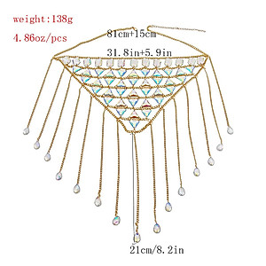 YWCUTE Women's Fashion Sexy Bra Club Bar Body Chain Bikini Swimwear Party Jewelry Gift (Silver) (golden-1967)