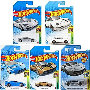 Hot Wheels Super Car Exotics Madness 5 Pack Random Diecast Bundle Set with Various Lambos, Lotus, Porsches, Mclarens, Paganis and More
