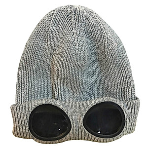Belsen Unisex Goggle Knitted Beanie Hat Windproof Warm Winter Skull Cap (Gray)