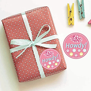 Pop Resin Howdy Sticker Thank You Stickers Roll 1.5 inch Cowboy Cowgirl Hat Sticker Small Shop Sticker Small Business Packaging Thank You Stickers 500 Pcs/Roll, Multicolored