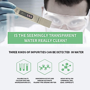Water Quality Tester, Accurate and Reliable, EC Meter & Temperature Meter 3 in 1, 0-9990 ppm, Funayama tds Meter Digital Water Tester for Drinking Water, Aquariums, etc