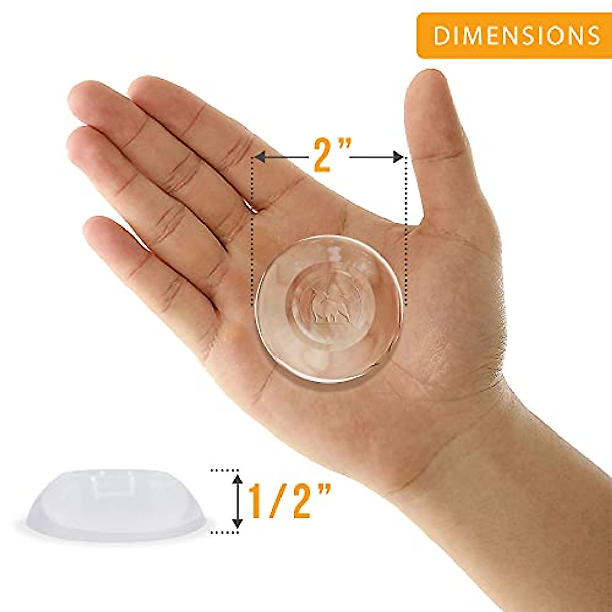 Door Stoppers Wall Protector 2” (6 Pack) - Clear Door Bumpers with Strong Adhesive Glue - Shock Absorbent and Discreet Wall Protectors from Door Knobs