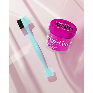 KISS Colors & Care 4-In-1 Brush - Wide & Narrow Combs Smooth Baby Hair, Spatula Helps With Application, 100% Natural Bristles Tame Flyaways