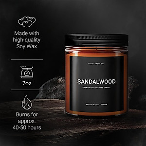1OAK Scented Candles for Men - Sandalwood Candles - Mens Candles for Home - Masculine Candle - Soy Wax Scented Candles - Long Burning Candles Premium - Soy Wax