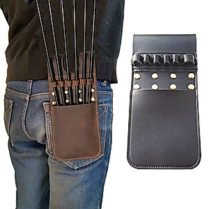 AMEYXGS Archery Pocket Arrow Quiver Leather Arrow Holder Portable Arrow Training Carrier Bag for Shooting Hunting Accessory (brown)