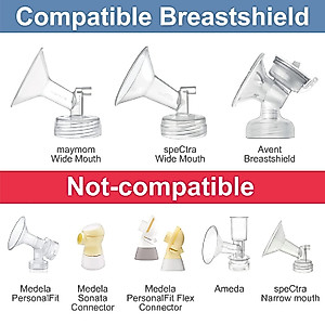 Maymom Breastmilk Storage Bag Adapters Compatible with Avent, Spectra S1, S2 Pumps with Wide Mouth Flange; Clear BPA Free Material; Boiling Water Safe; Do Not Use Microwave or Steamer Bag to Sanitize