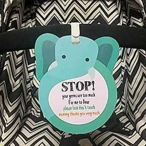 Elephant Baby Don‘t Touch Sign Baby Car Seat Cover Tag Newborn Stroller Tag Do Not Touch Sign for Baby Preemie No Touching Sign Vinyl Hard Board Baby Basket Tag with Hanging Straps 2 Set
