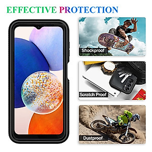 wahhle Compatible with Samsung Galaxy A14 5G Case, Built in Screen Protector Full Body Shockproof Slim Fit Bumper Protective Phone Cover for Samsung A14 4G/5G 6.6 Inch Men Women-Black/Clear