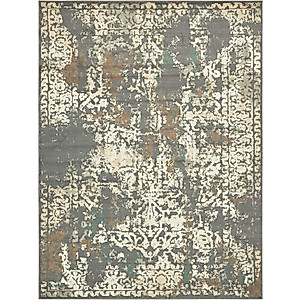 Unique Loom Tuareg Collection Vintage Distressed Traditional Area Rug (9' 0 x 12' 0 Rectangular, Gray/ Beige)