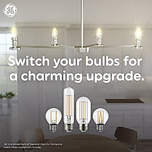 GE Reveal LED Light Bulbs, Candle Lights, 60 Watts, Clear Decorative B11 Bulbs, Small Base (2 Pack)