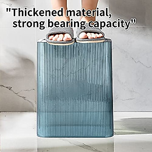 Transparent Trash Can, Bathroom Trash Cans with Lids, 2.6 Gallon Garbage Can for Bedroom, Office, Plastic Slim Waste Basket with Press Top Lid, 10L Clear Trash Bin for Home, Kitchen (Blue)