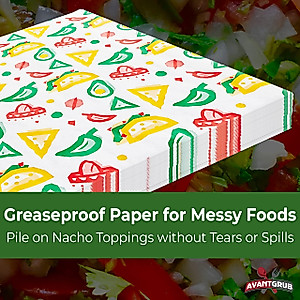 Fun, Fiesta Style 12in Deli Paper 50 Ct. Greaseproof, Microwave-Safe Mexican Themed Tissue Great for Burrito Wrappers or Nacho Basket Liners. Southwest Party Supplies for Cinco de Mayo Celebration