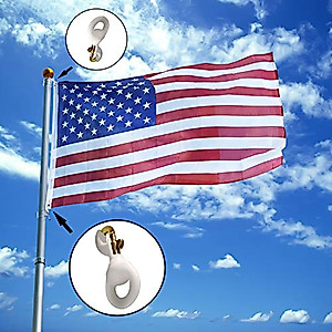 Anley Flag Accessory - 1 Pair White Rubber Coated Brass Swivel Snap Hook - Heavy Duty Flag Pole Halyard Rope Attachment Clip - For Tough Weather Conditions - 3.3 Inch - Two Hook Per Pack