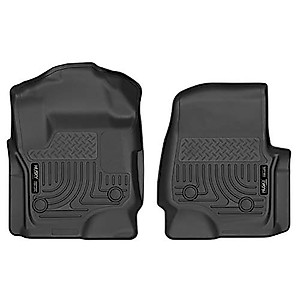 Husky Liners Weatherbeater Floor Mats | Fits 2017 - 2024 Ford F-250/F-350/F-450 Super Duty Crew/SuperCab (models w/fcty vinyl ing) | Front Row, 2-pc Black - 13321