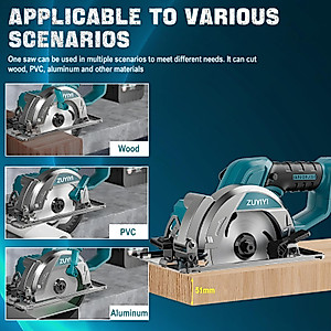 ZUYIYI 5-1/2" Cordless Circular Saw for Makita 18V Battery, Brushless 6600RPM Max Cutting Depth 2" (90°), Compact Tile Saw for Wood, Tile, Soft Metal, Plastic Cutting (NO Battery)