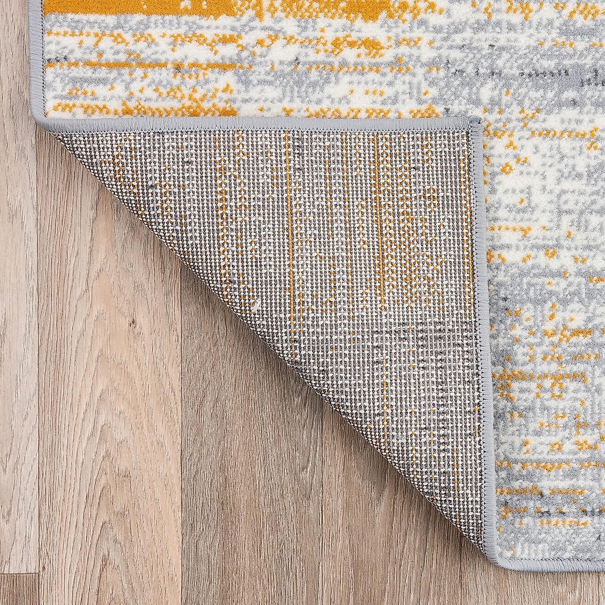 Rugshop Contemporary Distressed Design Soft Area Rug Yellow