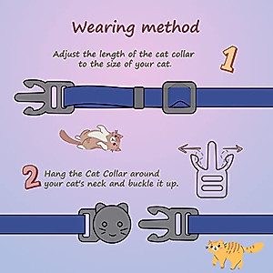 2 Pack Cotton Breakaway Cat Collar with Bell,Blue Moon and Stars Pendant Cute Cat Collar Kitten Collar,Ideal for Girl Cats Boy Cats